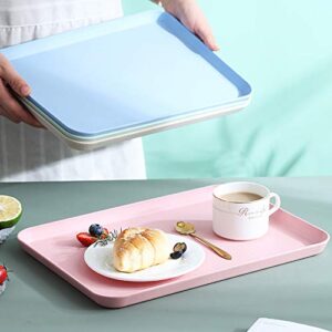 2Pcs Unbreakable Serving Tray Decorative Tray Wheat Straw, Great for Dinner Tray Tea Tray Bed Tray Bar Tray Breakfast Tray Food Tray (Pink)