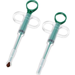 2 pieces pet pill plunger popper for small cats dogs pill gun dispenser shooter pet piller soft tip tablet syringe pusher animal medicine feeder for feeding accessories (green)