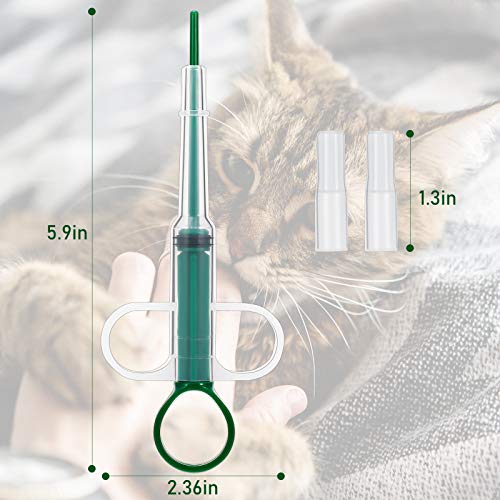 2 Pieces Pet Pill Plunger Popper for Small Cats Dogs Pill Gun Dispenser Shooter Pet Piller Soft Tip Tablet Syringe Pusher Animal Medicine Feeder for Feeding Accessories (Green)