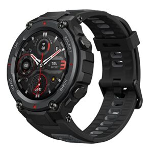 amazfit t-rex pro smart watch for men rugged outdoor gps fitness watch, 15 military standard certified, 100+ sports modes, 10 atm water-resistant, 18 day battery life, blood oxygen monitor, black