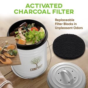 Third Rock Compost Bin Kitchen – 1.0 Gallon Countertop Compost Bin with Lid – Kitchen Compost Bin Countertop – Indoor Compost Bin Kitchen Counter Includes Inner Compost Bucket Liner - Indoor Composter