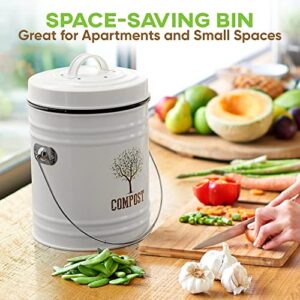 Third Rock Compost Bin Kitchen – 1.0 Gallon Countertop Compost Bin with Lid – Kitchen Compost Bin Countertop – Indoor Compost Bin Kitchen Counter Includes Inner Compost Bucket Liner - Indoor Composter