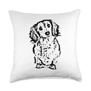 dachshund gifts & tees long hair dachshund lover doxie mom dad cute wiener dog throw pillow, 18x18, multicolor