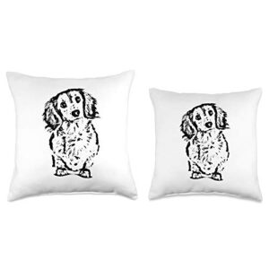 Dachshund Gifts & Tees Long Hair Dachshund Lover Doxie Mom Dad Cute Wiener Dog Throw Pillow, 18x18, Multicolor