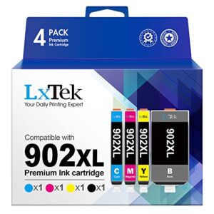 lxtek compatible ink cartridge replacement for hp 902xl 902 xl ink cartridge compatible with officejet 6978 6968 6962 6958 printer (4 pack)