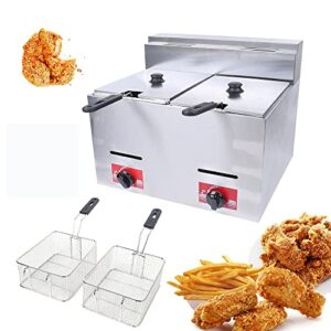 commercial countertop lpg gas fryer deep fryer 2-basket countertop deep gas fryer stainless steel 6l*2 deep fryer for french fries restaurant home kitchen