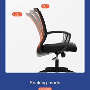 OffiClever Computer Ergonomic Chair Mesh Mid Back with Wheels Lumbar Support Armrest and Adjustable Executive for Men&Women, Black