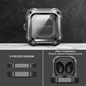 Dexnor Compatible with Samsung Galaxy Buds 2 Pro Case(2022)/Galaxy Buds 2 Case(2021)/ Galaxy Buds Live Case(2020)/ Galaxy Buds Pro Case(2021) Clear Hard PC & Silicone 360 Full Body Case- Black