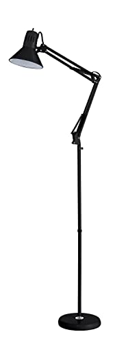 Bostitch Office VLF100F Swing Arm Metal Floor Lamp, 72" Tall with Multi-Joint Adjustment, Includes Replaceable LED Bulb (VLF), Black