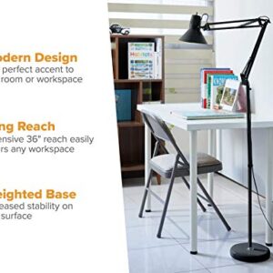 Bostitch Office VLF100F Swing Arm Metal Floor Lamp, 72" Tall with Multi-Joint Adjustment, Includes Replaceable LED Bulb (VLF), Black