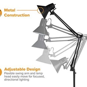 Bostitch Office VLF100F Swing Arm Metal Floor Lamp, 72" Tall with Multi-Joint Adjustment, Includes Replaceable LED Bulb (VLF), Black