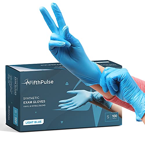 Blue Disposable Gloves Small 100 Count - Synthetic Nitrile Medical Exam Gloves - Latex Free, Powder Free - Surgical, Home, Cleaning, and Food Gloves - 3 Mil Thickness