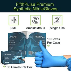 Blue Disposable Gloves Small 100 Count - Synthetic Nitrile Medical Exam Gloves - Latex Free, Powder Free - Surgical, Home, Cleaning, and Food Gloves - 3 Mil Thickness