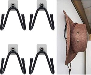 cowboy hat rack hat holder hat organizer hat hanger hat wall mount - adhesive metal hooks - easy to install - 4 pack - no hat