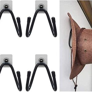 Cowboy Hat Rack Hat Holder Hat Organizer Hat Hanger Hat Wall Mount - Adhesive Metal Hooks - Easy to install - 4 Pack - No Hat