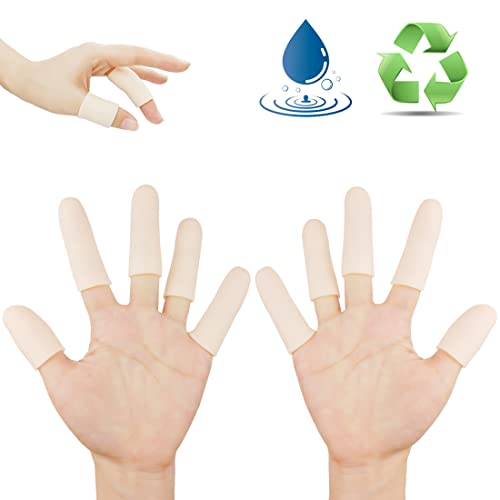 Finger Cots, Gel Finger Protectors, Waterproof Fingertip Bandage, Finger Covers Protection, Finger Tips Great for Finger Cracking, Thumb, Finger Trigger, Finger Arthritis, Latex-Free, Reusable (14PCS)