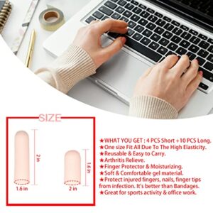 Finger Cots, Gel Finger Protectors, Waterproof Fingertip Bandage, Finger Covers Protection, Finger Tips Great for Finger Cracking, Thumb, Finger Trigger, Finger Arthritis, Latex-Free, Reusable (14PCS)