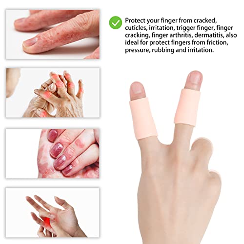 Finger Cots, Gel Finger Protectors, Waterproof Fingertip Bandage, Finger Covers Protection, Finger Tips Great for Finger Cracking, Thumb, Finger Trigger, Finger Arthritis, Latex-Free, Reusable (14PCS)