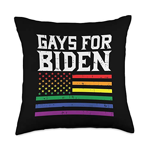 Joe Biden Pillows Biden 2020 For President Gifts Gays for Biden 2020 US Flag LGBT Rainbow Joe President Gift Throw Pillow, 18x18, Multicolor