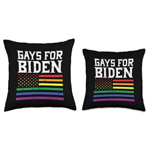 Joe Biden Pillows Biden 2020 For President Gifts Gays for Biden 2020 US Flag LGBT Rainbow Joe President Gift Throw Pillow, 18x18, Multicolor