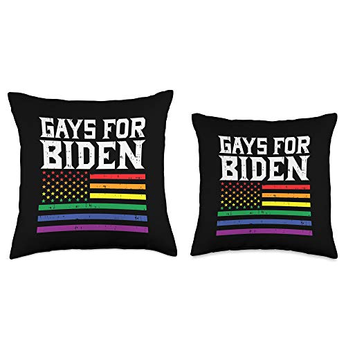 Joe Biden Pillows Biden 2020 For President Gifts Gays for Biden 2020 US Flag LGBT Rainbow Joe President Gift Throw Pillow, 18x18, Multicolor