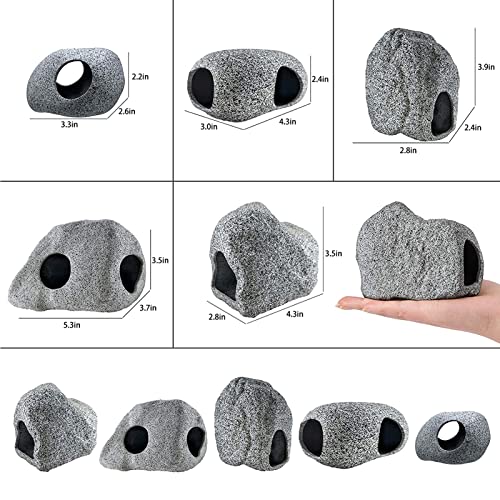 5 Pack Stackable Aquarium Decoration Rock Caves- Ceramic Fish Tank Hideout Cave Stone Ornaments in 5 Styles Professional Betta Cave Hideaway Tunnel for Territorial Fish Shrimp Cichlid Hiding Breeding