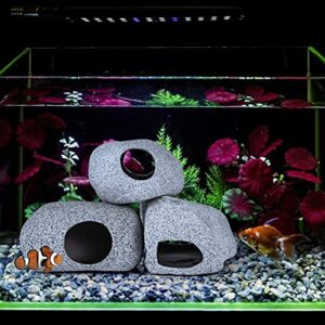 5 Pack Stackable Aquarium Decoration Rock Caves- Ceramic Fish Tank Hideout Cave Stone Ornaments in 5 Styles Professional Betta Cave Hideaway Tunnel for Territorial Fish Shrimp Cichlid Hiding Breeding