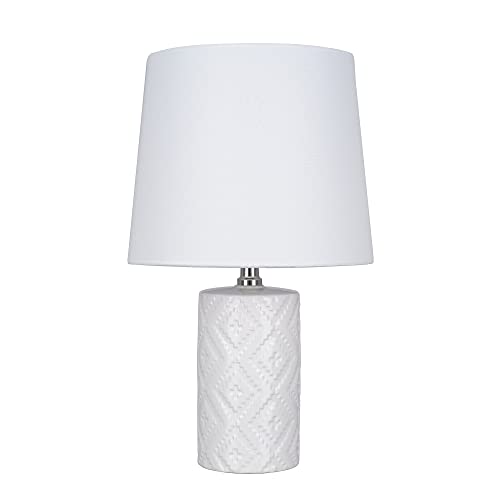 Catalina 23096-000 Farmhouse Quilt-Style Textured Ceramic Table Lamp, 15.5", White