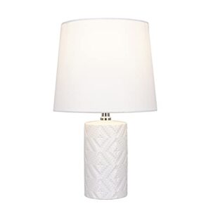 Catalina 23096-000 Farmhouse Quilt-Style Textured Ceramic Table Lamp, 15.5", White