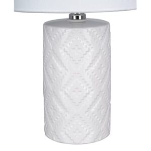 Catalina 23096-000 Farmhouse Quilt-Style Textured Ceramic Table Lamp, 15.5", White