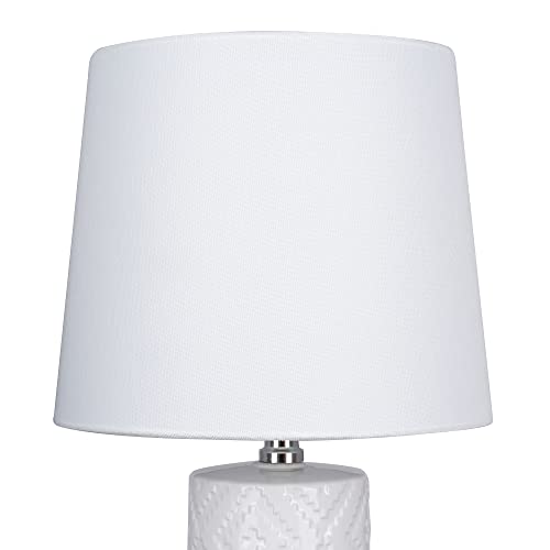 Catalina 23096-000 Farmhouse Quilt-Style Textured Ceramic Table Lamp, 15.5", White