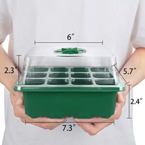 UWIOFF Seed Starter Tray, 10-Pack 120 Cells Seedling Starter Trays, Humidity Adjustable Seed Tray Kit with Dome and Base Greenhouse Grow Trays Mini Propagator for Seeds Growing Starting