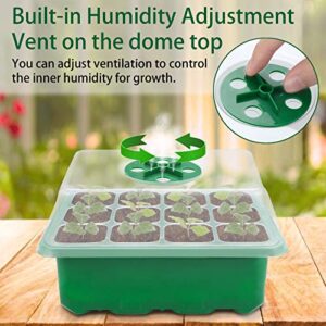 UWIOFF Seed Starter Tray, 10-Pack 120 Cells Seedling Starter Trays, Humidity Adjustable Seed Tray Kit with Dome and Base Greenhouse Grow Trays Mini Propagator for Seeds Growing Starting