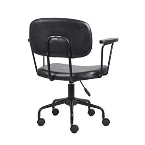 StoolStool Mid Century Computer Desk Chair - Classic Retro Office Chair with Comfy Black Faux Leather - Adjustable and Swivel Task Office Chair with Armrest - Industrial Looking