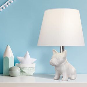 Catalina Lighting Whimsical Ceramic French Bulldog Table Lamp, 15.5", White