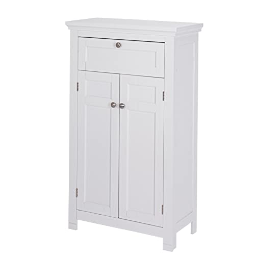 Spirich Freestanding Bathroom Cabinet with Drawer and Adjustable Shelf, Floor Tall Storage Cabinet (White)