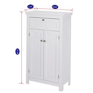 Spirich Freestanding Bathroom Cabinet with Drawer and Adjustable Shelf, Floor Tall Storage Cabinet (White)