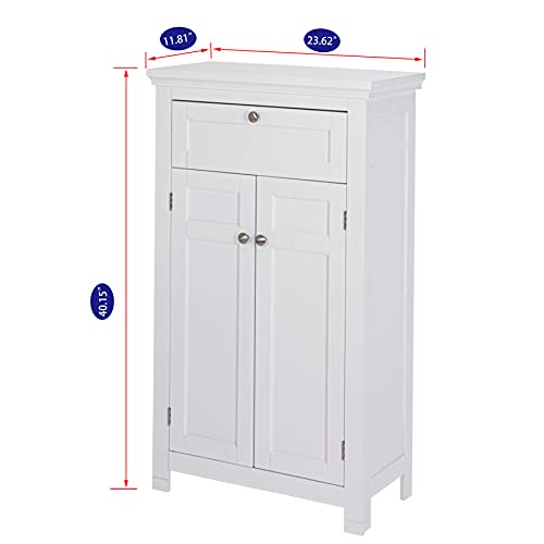 Spirich Freestanding Bathroom Cabinet with Drawer and Adjustable Shelf, Floor Tall Storage Cabinet (White)