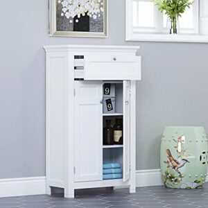 Spirich Freestanding Bathroom Cabinet with Drawer and Adjustable Shelf, Floor Tall Storage Cabinet (White)