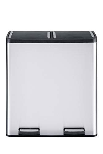 The Step N' Sort 18.5 Gallon Extra Large Capacity, Soft-Step, Dual Trash and Recycling Bin with Removable Inner Bins Silver