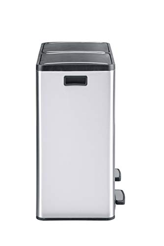 The Step N' Sort 18.5 Gallon Extra Large Capacity, Soft-Step, Dual Trash and Recycling Bin with Removable Inner Bins Silver