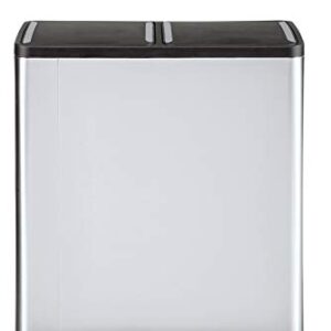 The Step N' Sort 18.5 Gallon Extra Large Capacity, Soft-Step, Dual Trash and Recycling Bin with Removable Inner Bins Silver