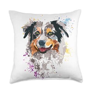 australian shepherd gifts & aussie lover shirts graphic aussie mom australian shepherd throw pillow, 18x18, multicolor