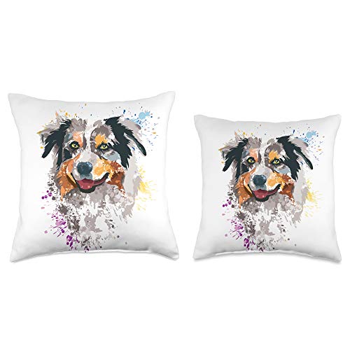 Australian Shepherd Gifts & Aussie Lover Shirts Graphic Aussie Mom Australian Shepherd Throw Pillow, 18x18, Multicolor