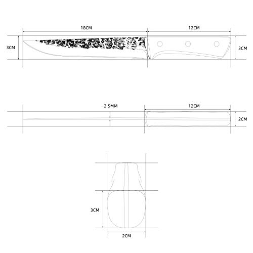 VICUNA Fillet Knife Pointed Boning Knife with Leather Sheath (Straight Boning Knife 7 inch)’