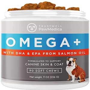 PawMedica Omega 3 for Dogs, Dog Skin and Coat Supplement for Dogs with Fish Oil Dogs Love, Dog Omega 3 Helps with Dog Dry Skin, Dog Omega 3 6 9 Vitamin for Dogs, Omega 3 Dog Chews for Dog Allergies