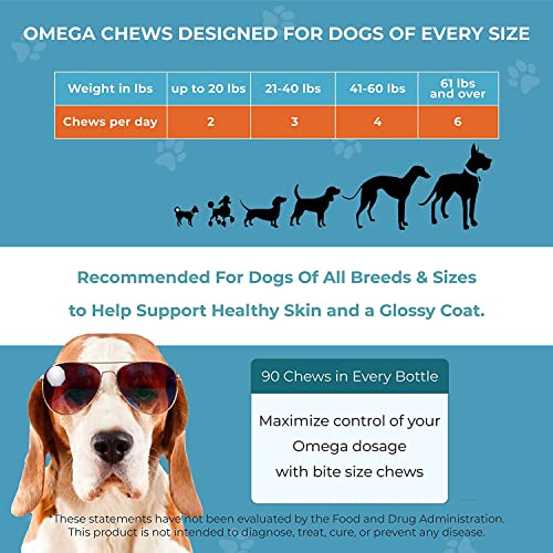 PawMedica Omega 3 for Dogs, Dog Skin and Coat Supplement for Dogs with Fish Oil Dogs Love, Dog Omega 3 Helps with Dog Dry Skin, Dog Omega 3 6 9 Vitamin for Dogs, Omega 3 Dog Chews for Dog Allergies