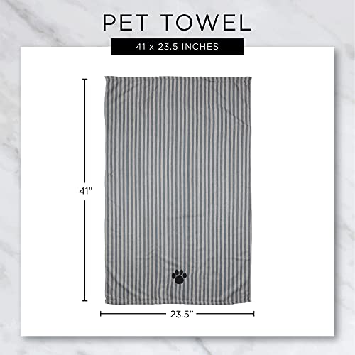 Bone Dry Pet Grooming Towel Collection Absorbent Microfiber X-Large, 41x23.5", Embroidered Rose