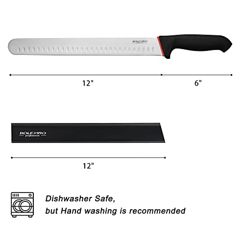 BOLEXINO 12 Inch Carving Slicing Knife, Ultra Sharp Premium Ham Slicer knife, Great for Slicing Roasts, Meats, Fruits and Vegetables (12" carving knife)