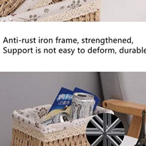 Woven Baskets for Storage Free Life Woven Baskets, Handmade Paper Rope Organizing Baskets Set, Square Nesting Baskets with Liner, Decorative Home Storage Bin (Set of 3) (Gray Set)